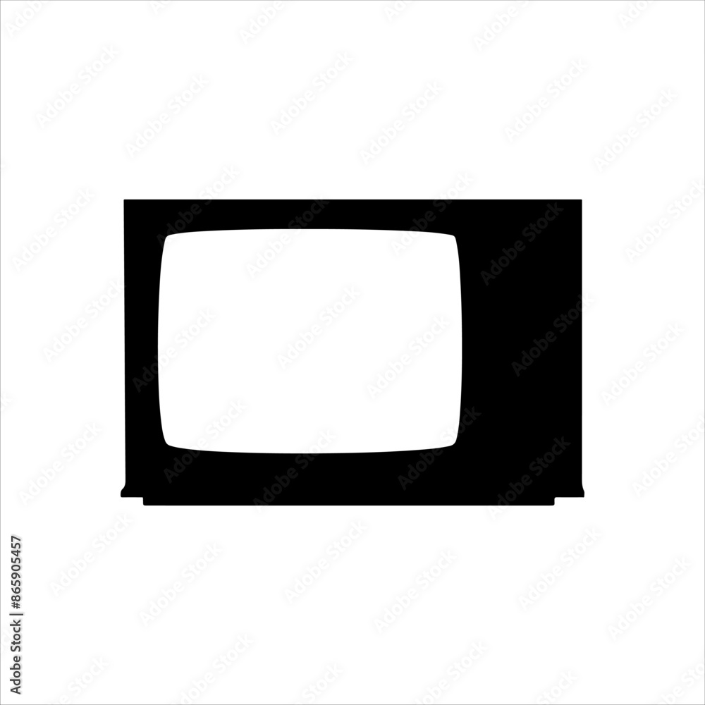 Vintage tv silhouette isolated on white background. Vintage tv icon ...