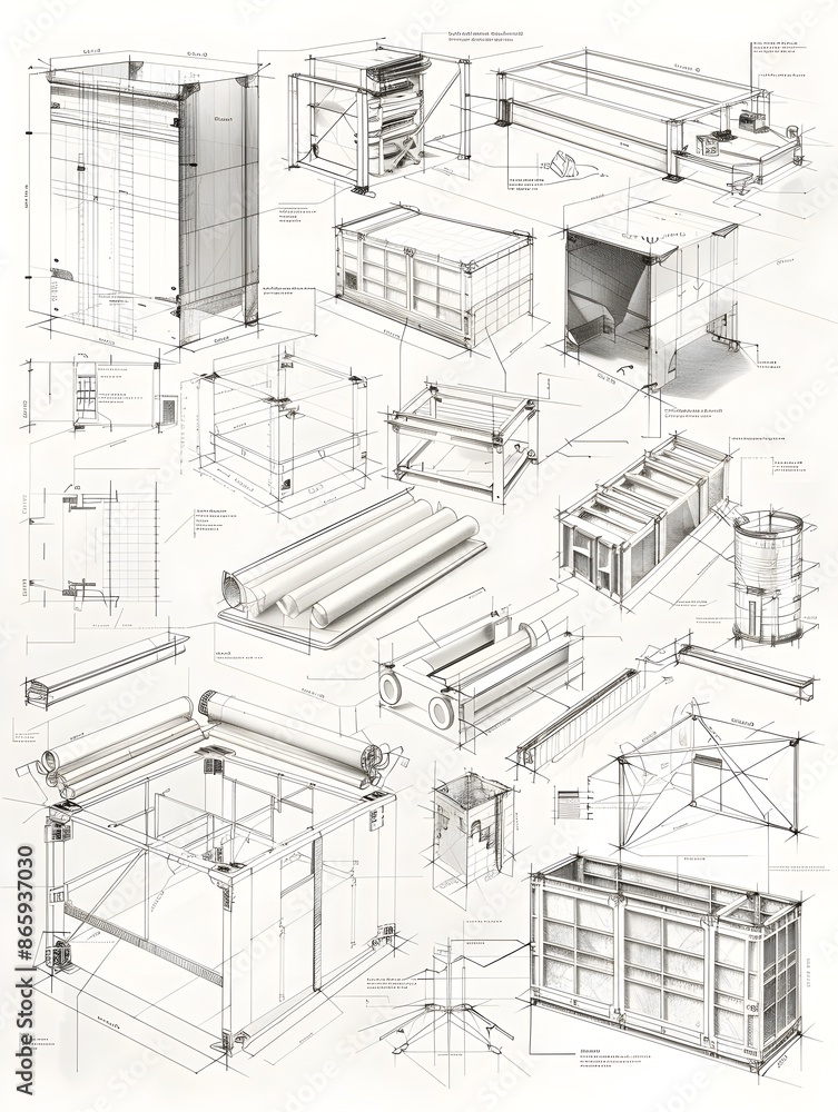 Detailed Infographic Blueprint of Structural Mockup Box Components for ...
