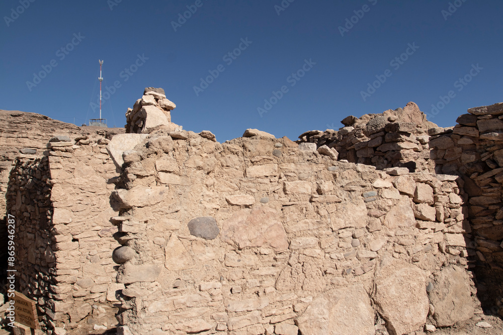 Pre-Inca Atacama fortress on the banks of the Loa River, in the Atacama ...