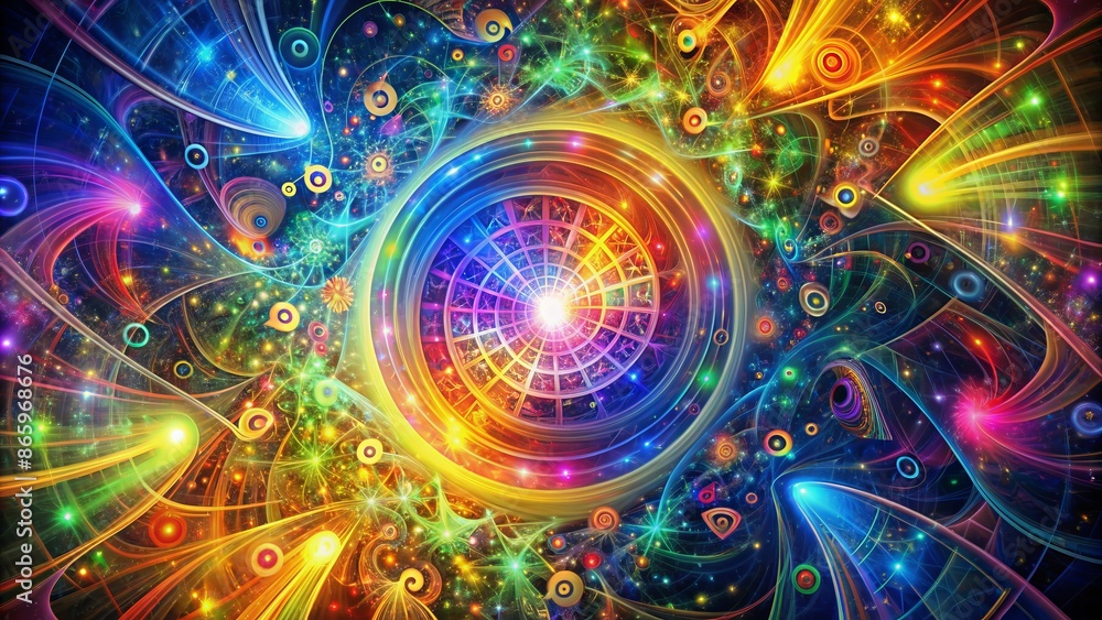 Vibrant colored numbers and math symbols suspension in mid-air ...