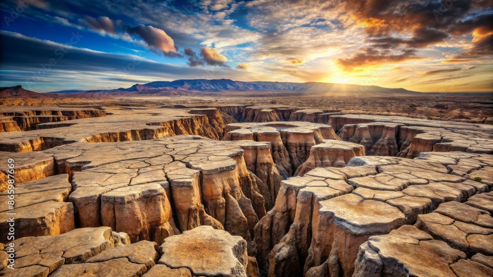 Intense seismic activity depicted through cracked earth surface with ...