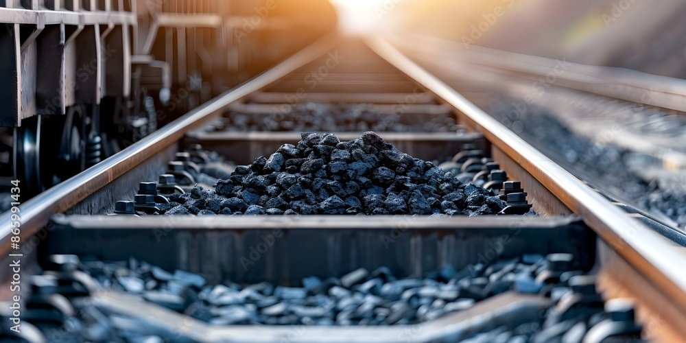 Coal Wagons Transporting Ore on Railway Tracks in Industrial Setting ...