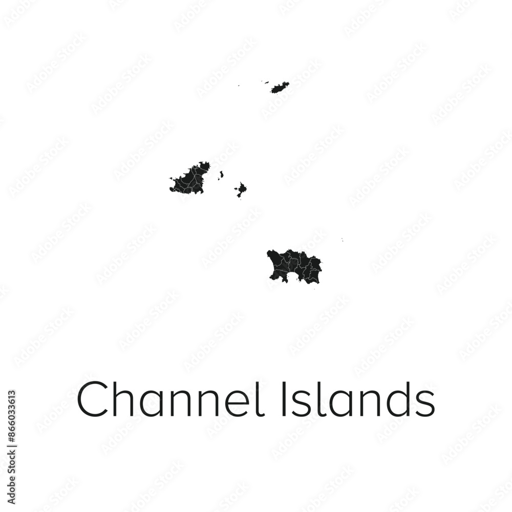 Channel Islands Map Vector Illustration - Silhouette, Outline, Channel ...