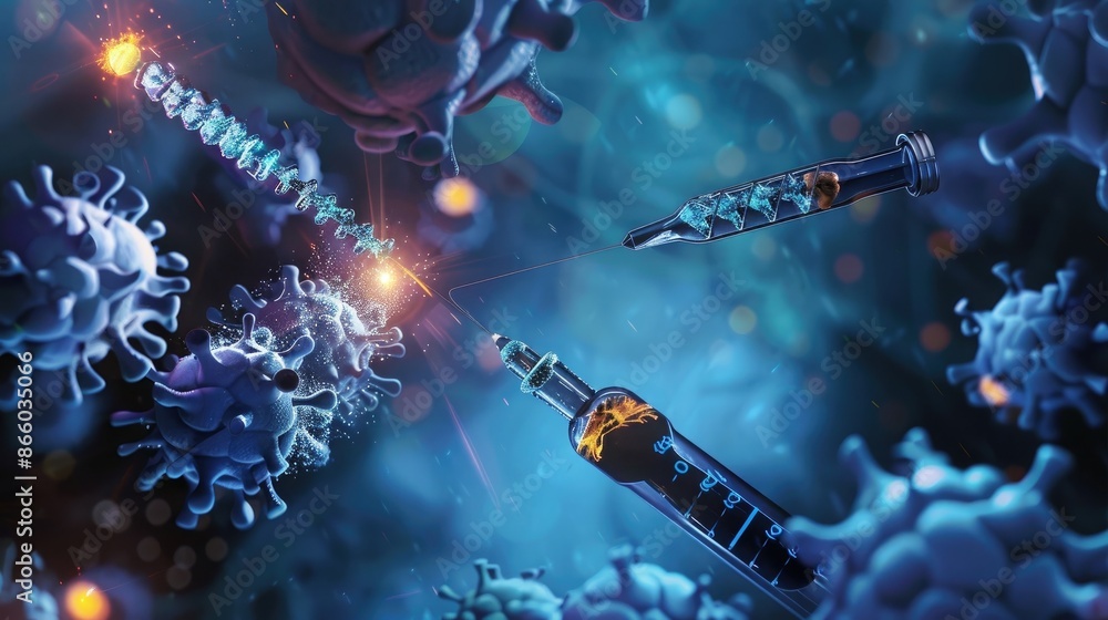 An illustration of a gene editing process with CRISPR-Cas9 ...