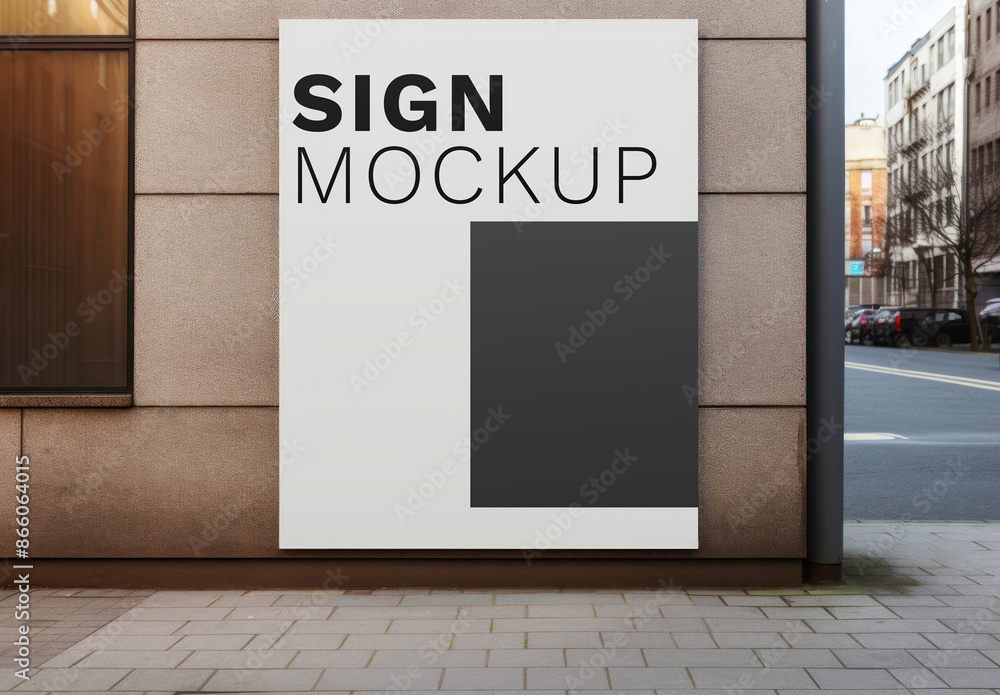 Building Corner Sign Mockup With Generative AI Stock Template | Adobe Stock
