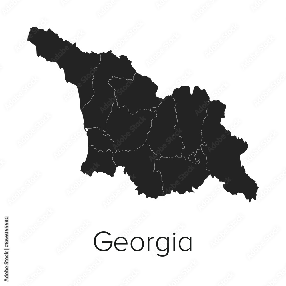 Georgia Map Vector Illustration - Silhouette, Outline, Georgia Travel ...