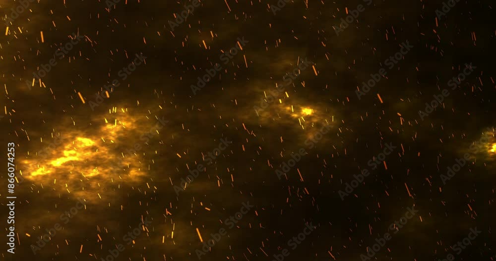 Colorful creative embers fire particles moving in air background in 4K ...