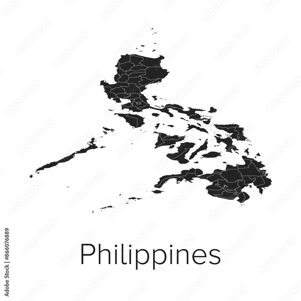 Philippines Map Vector Illustration - Silhouette, Outline, Philippines ...