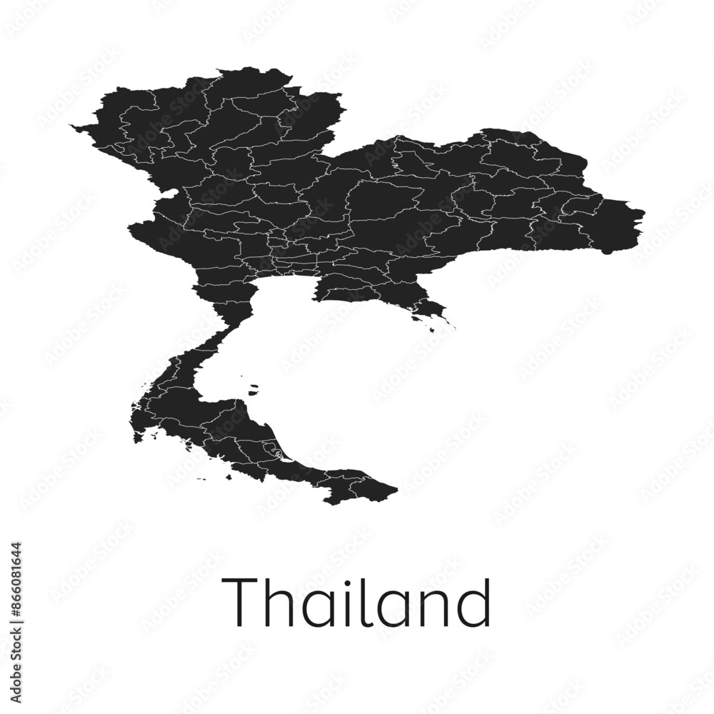 Thailand Map Vector Illustration - Silhouette, Outline, Thailand Travel ...