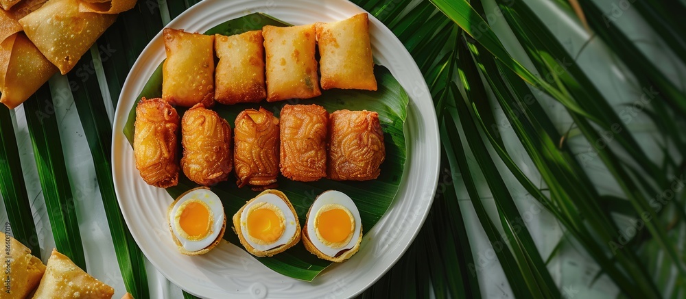 Top view of Sri Lankan Chinese Rolls, showcasing an assortment of deep ...