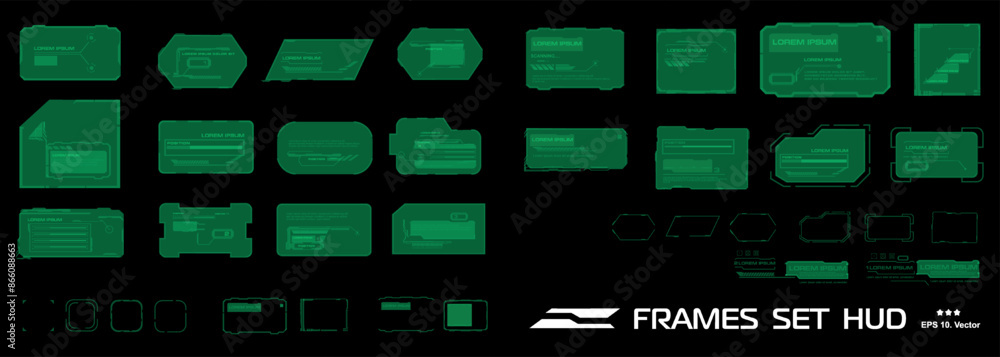 Set green borders and frames. Set digital dialog boxes for text. Custom ...