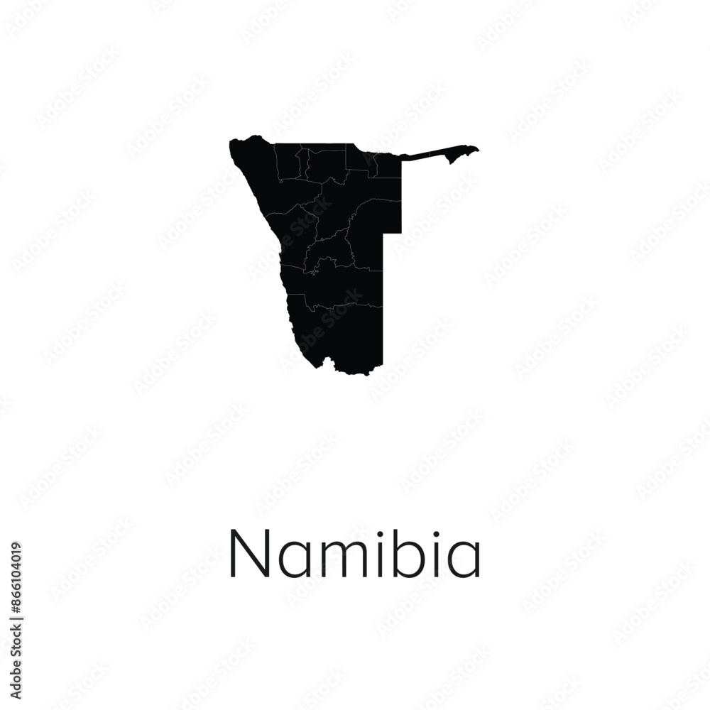 Namibia Map Vector Illustration - Silhouette, Outline, Namibia Travel ...