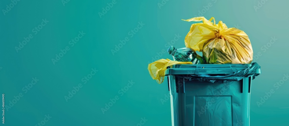 Concept of waste management and recycling illustrated by a garbage bag ...