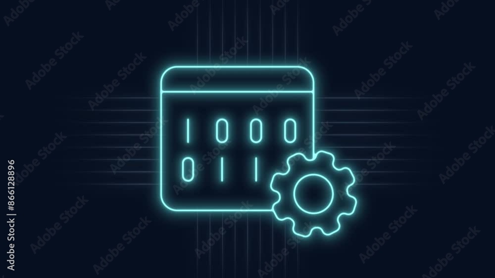 Binary system neon animation. Software engineering animated icon glow ...