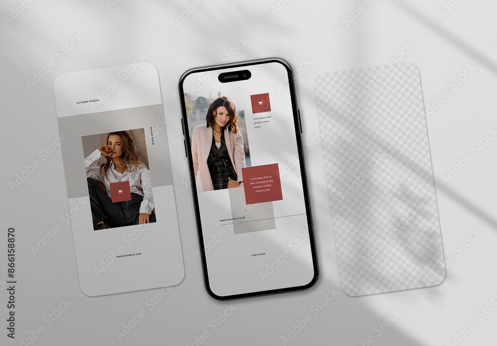 Social Media Story Mockup With Three Screen Options Stock Template ...