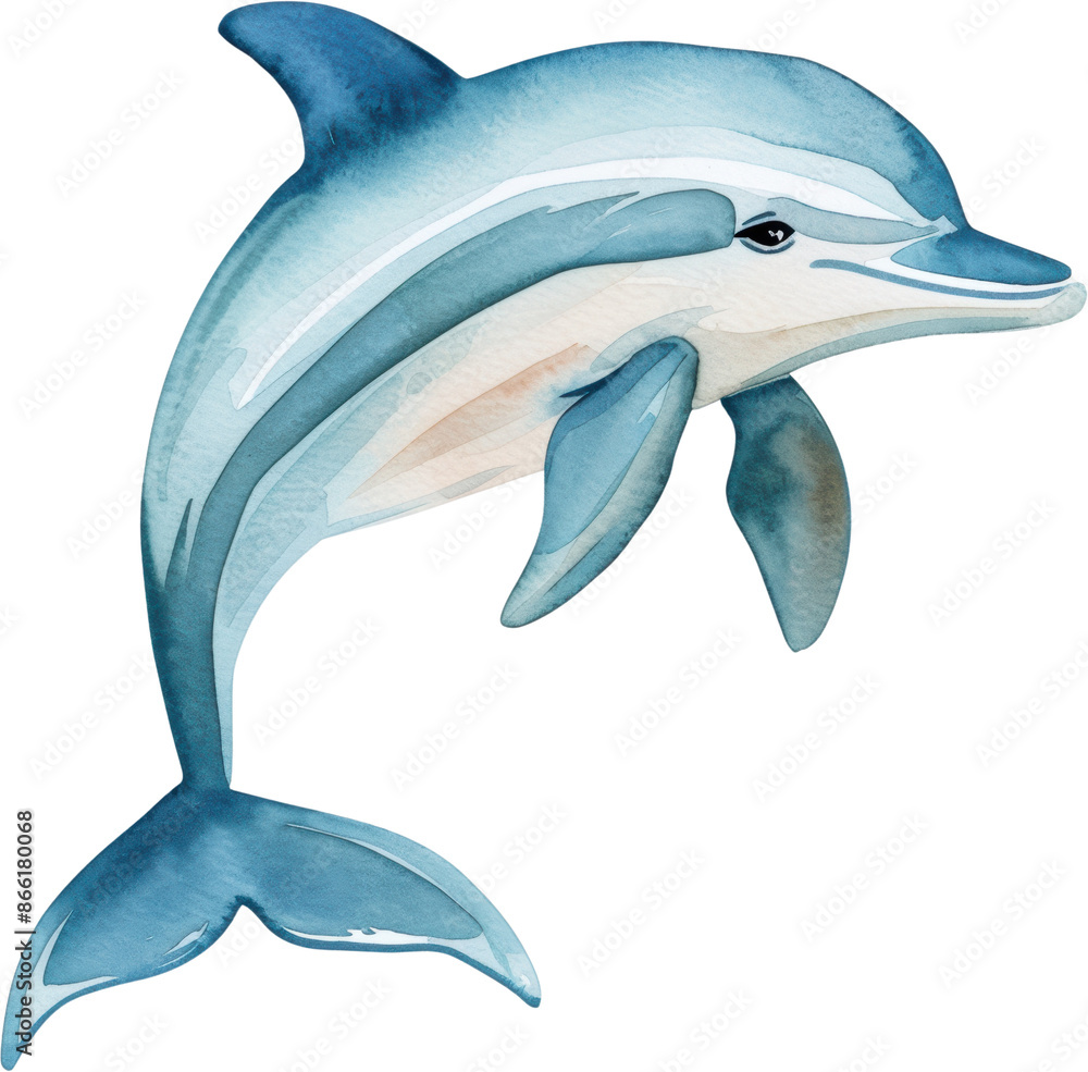 Adorable watercolor illustration of a dolphin clipart for kids ...