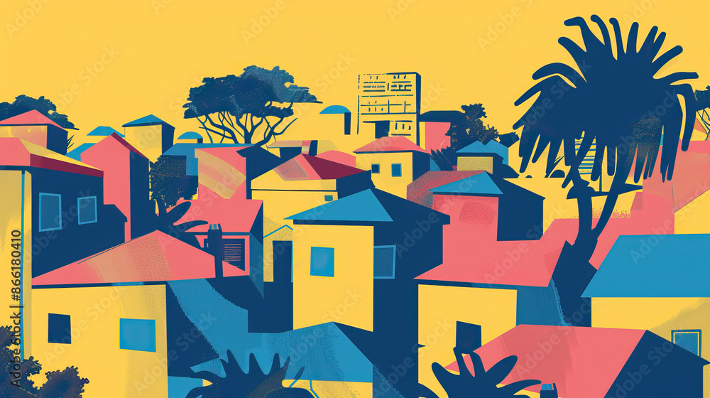 Risograph riso print travel poster, card, wallpaper or banner ...