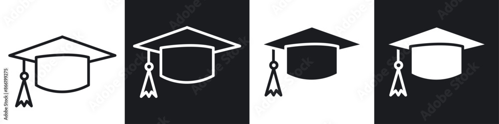 Graduation cap icon set. academic hat vector symbol. college education ...