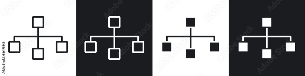 Chart tree icon set. company team organization structure tree vector ...