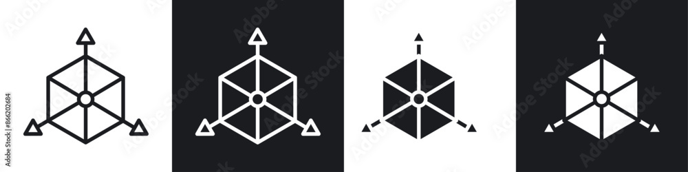Bim icon set. 3d model vector symbol. building dimension square cube ...