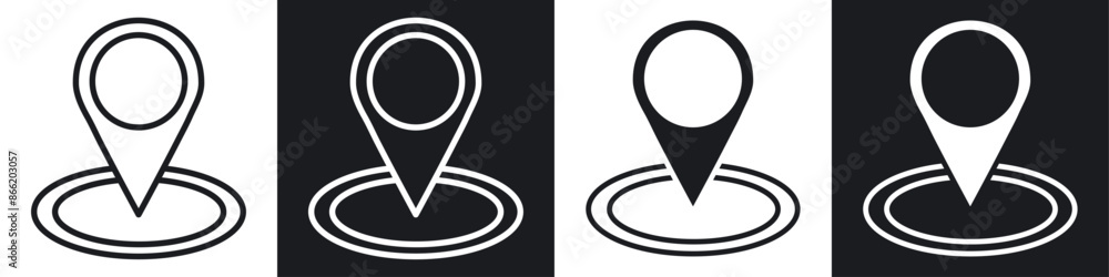 Marker icon set. map location pin vector symbol. position pointer button. address marker sign ...