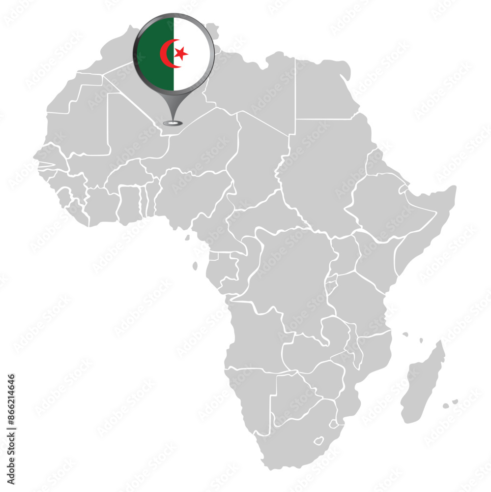 Map of the continent of Africa with country borders. Map of Algeria ...