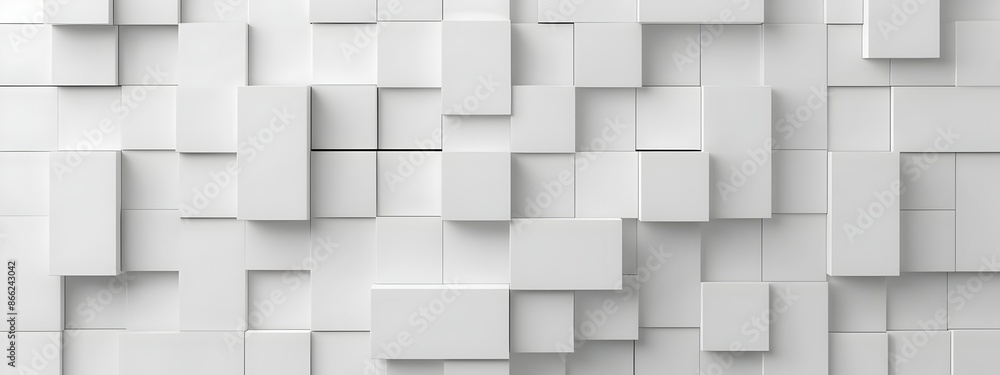 White background with squares, minimalist style, 3D rendering. The ...