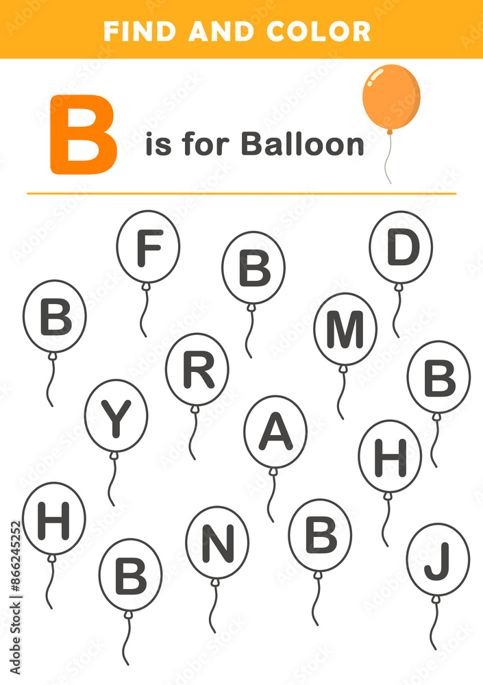 Kindergarten Letter B Find and Color worksheet. Spot and Color the ...