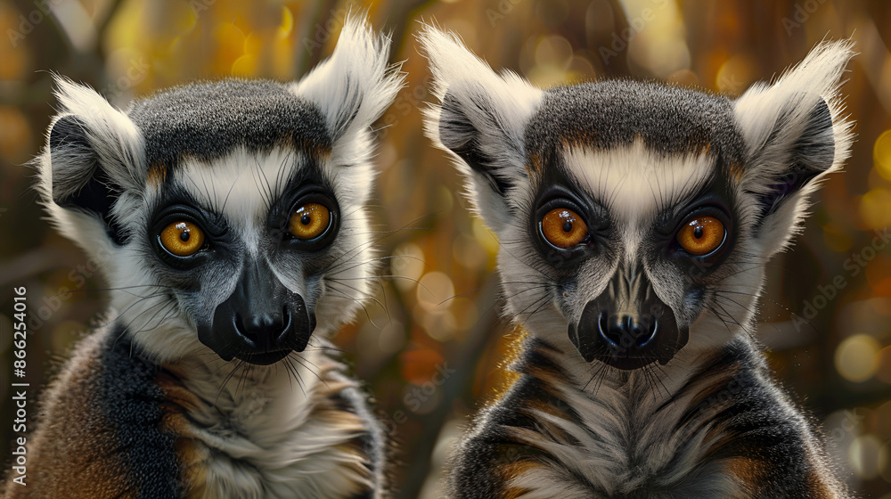 ภาพประกอบสต็อก Lemur catta portrait with surprised expression on ...