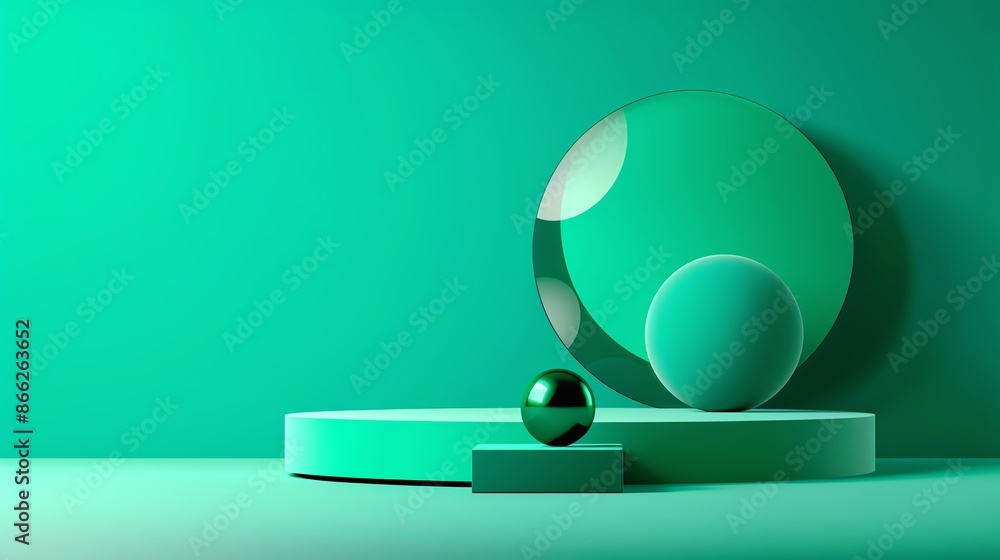 Emerald green minimalist background with space above for text flat design side view lush theme ...