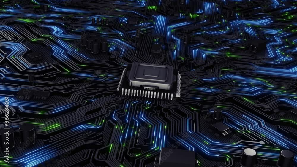 AI evolution cyberpunk Circuit board sci-fi Technology background ...