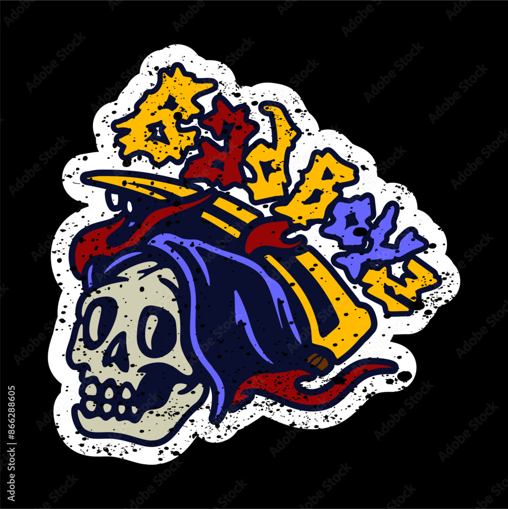 vector illustration tracing artwork of a skull grim reaper death ...