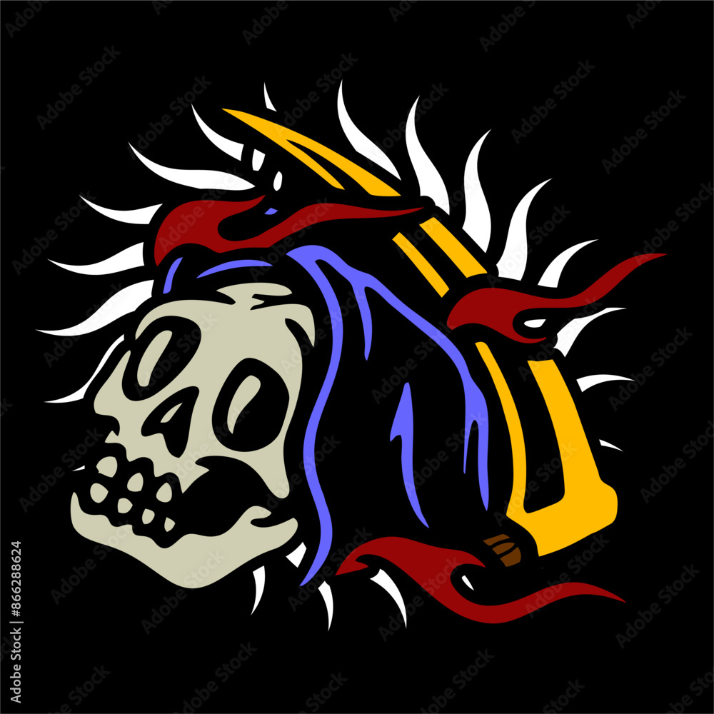 vector illustration tracing artwork of a skull grim reaper death ...