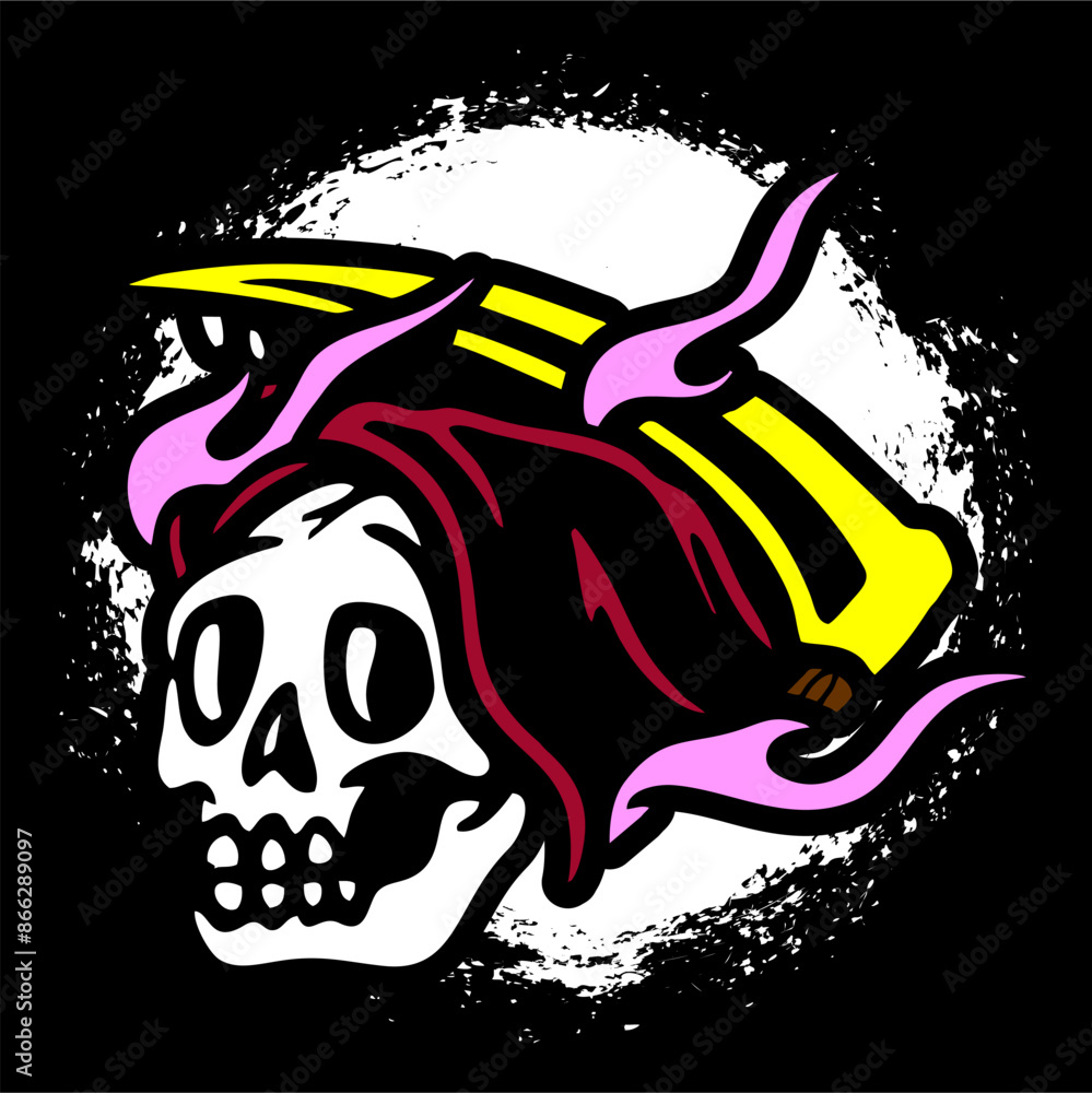 vector illustration tracing artwork of a skull grim reaper death ...