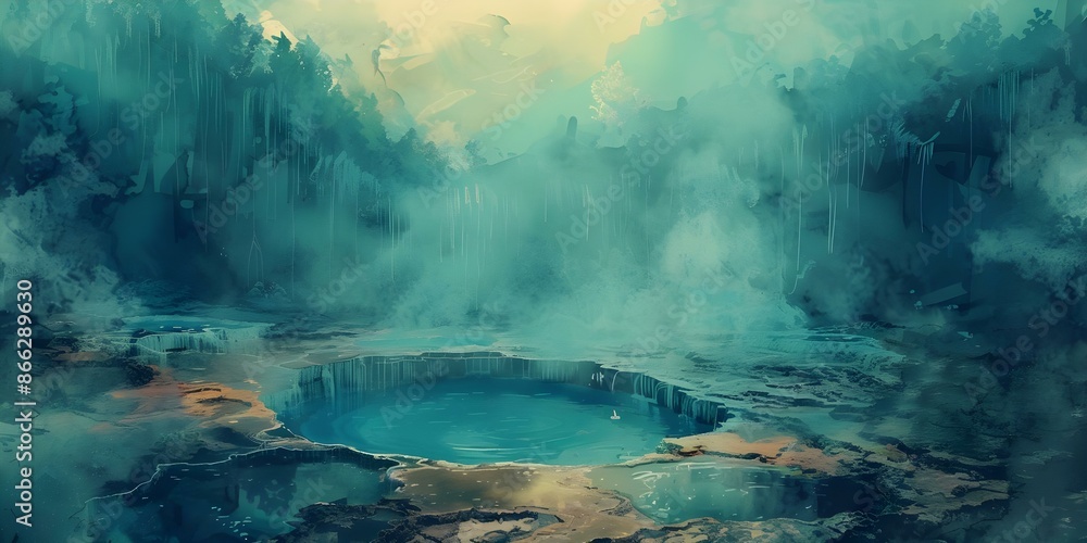 Triadic Color Scheme Cartoon Drawing of Deep-Sea Hot Springs. Concept ...