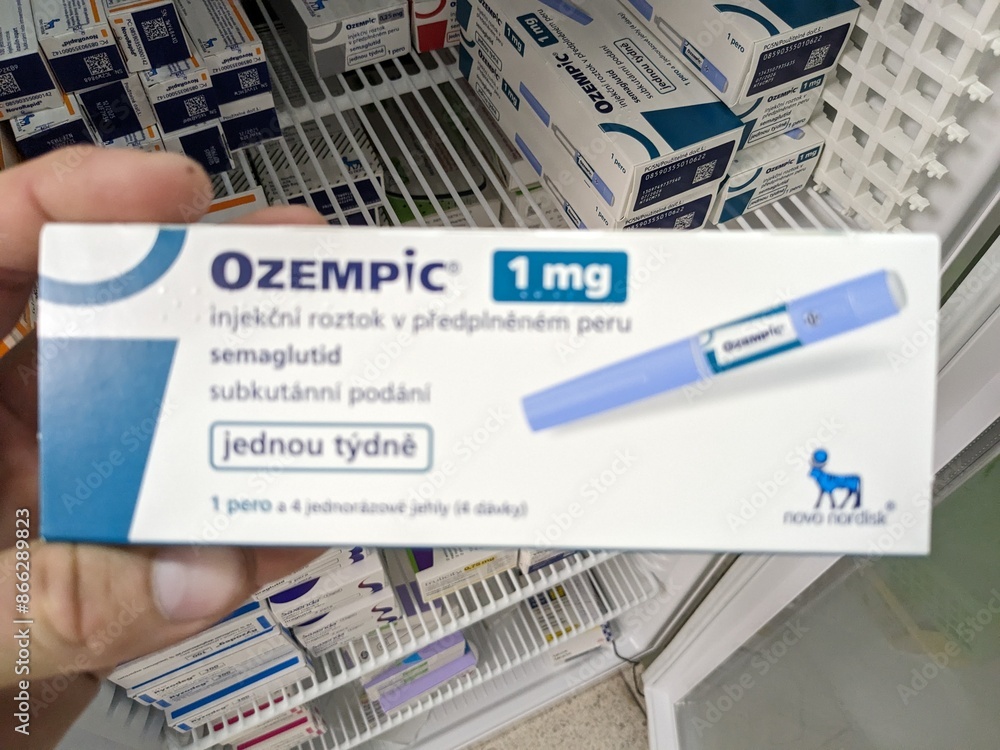 Prague,Czech republic-June 28 2024:OZEMPIC box of medication with Semaglutide active substance ...