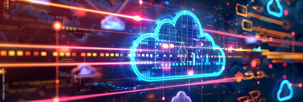 Illustration of cost efficiency in cloud computing, featuring symbols ...