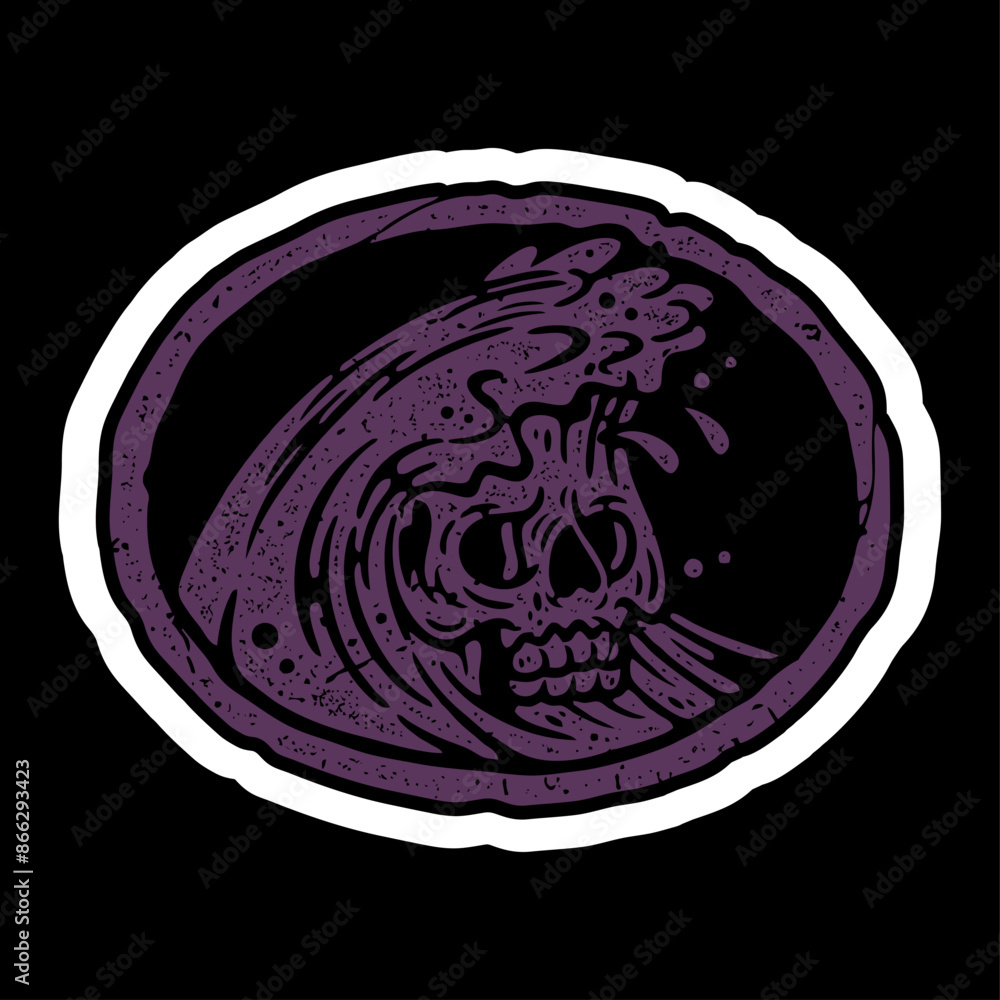 vector illustration tracing artwork of a angry waves of death. Can be ...