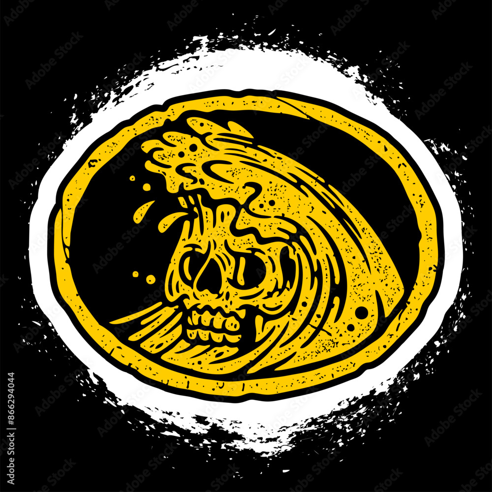 vector illustration tracing artwork of a angry waves of death. Can be ...