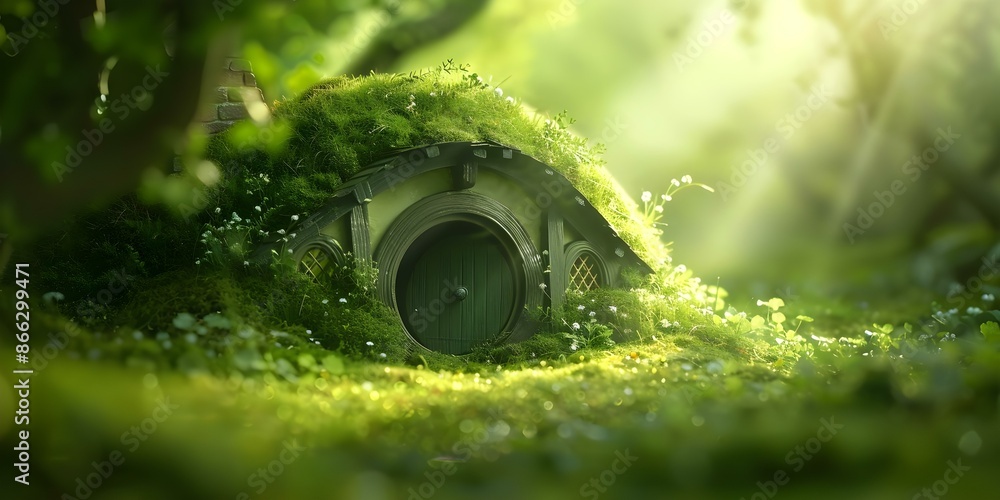 Hobbit-inspired House in a Magical Forest Artistic Depiction. Concept ...