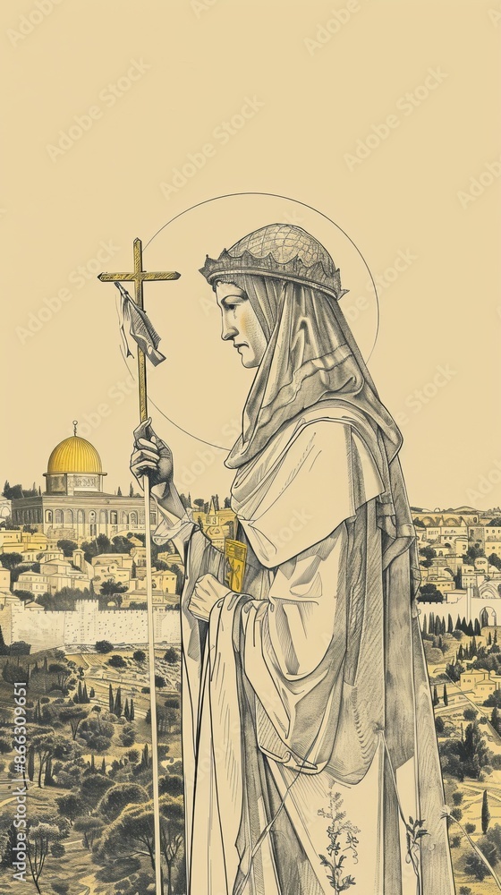 The painting of St. Helena of Constantinople Holding True Cross in 4th ...