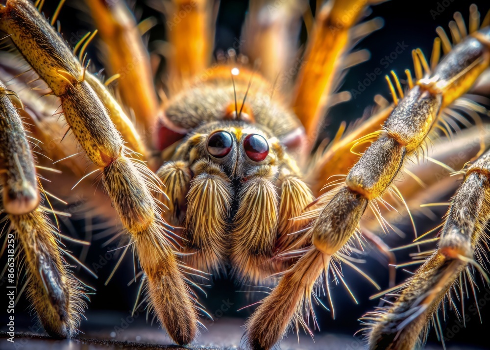 Macro view of arachnid leg hairs, showcasing delicate sensory receptors ...