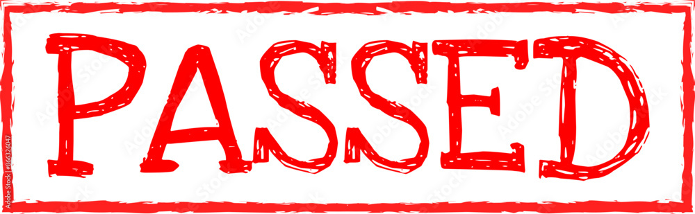 PASSED red stamp isolated on transparent background, handwritten effect ...