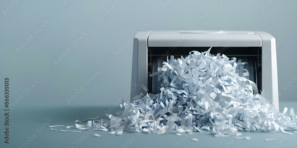 Paper scraps stuck in office shredder creating a mess and jamming the ...