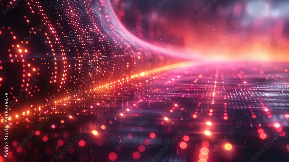 80s Retro Sci-Fi Background Futuristic Grid landscape. Digital cyber ...