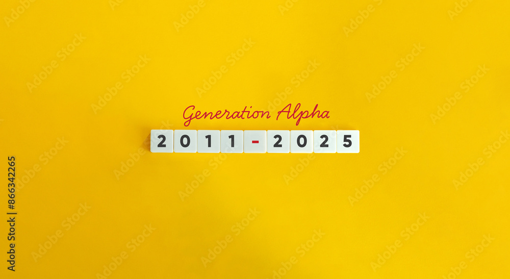 Generation Alpha, or Gen Alpha Banner and Concept Image. Text on Block ...