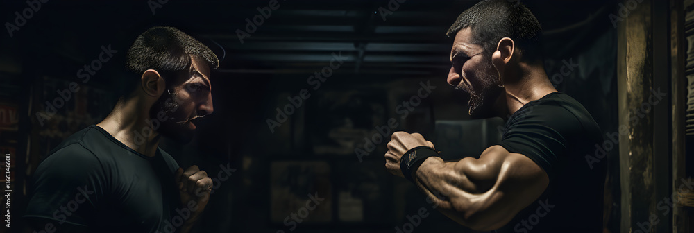 Intense Verbal Altercation Between Two Men in a Dimly Lit Alley ...