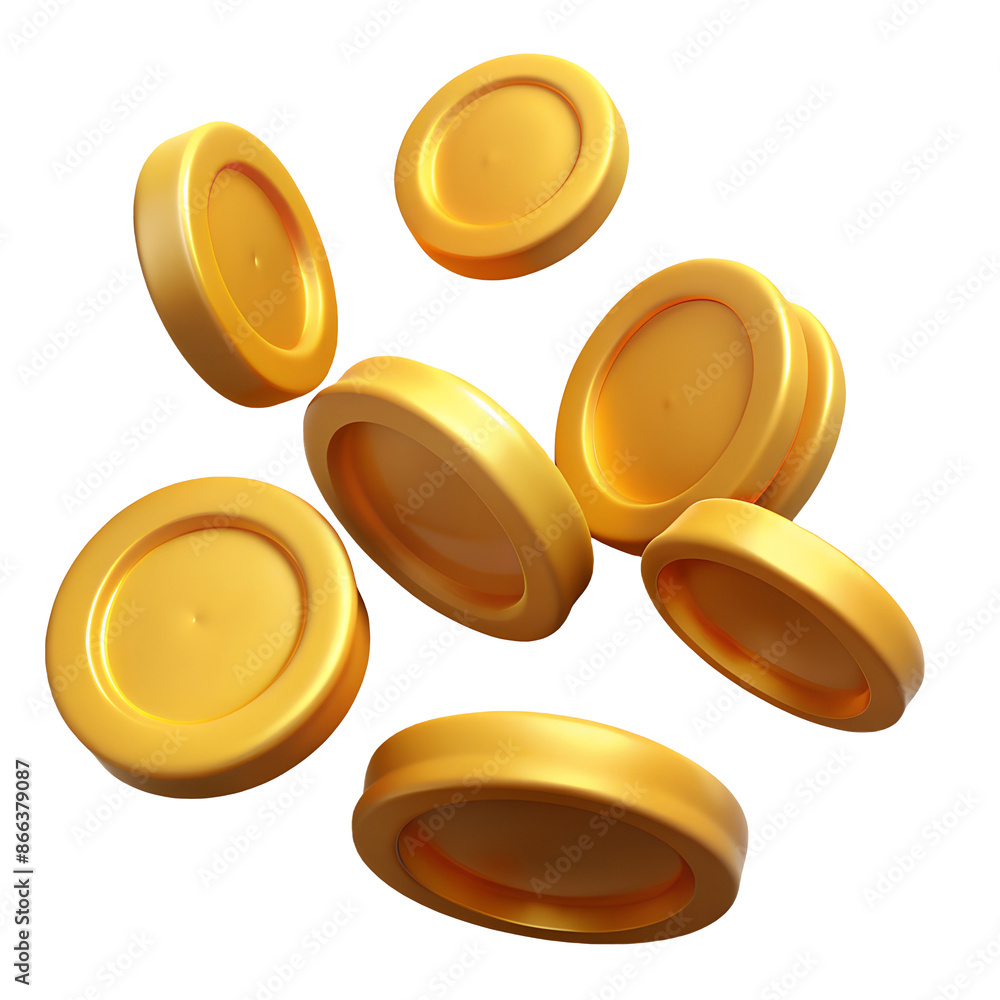 Flying coins 3d icon PNG on a transparent background Stock Illustration ...