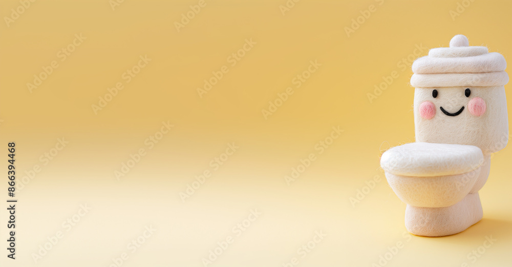 Felt toilet with a cute Kawaii happy face. Novelty smiling bathroom ...