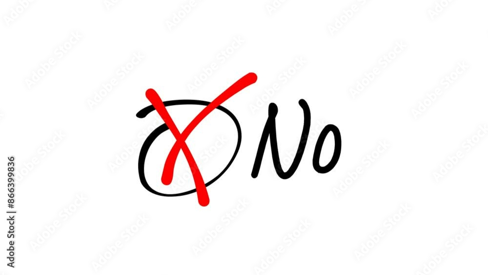 Red cross line animation on transparent background. sign of refusal ...